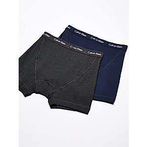 Calvin Klein Men's Cotton Classics 5-Pack Boxer Brief, 2 Blue Shadow/ 2 Charcoal Heather/ 1 Black, Large