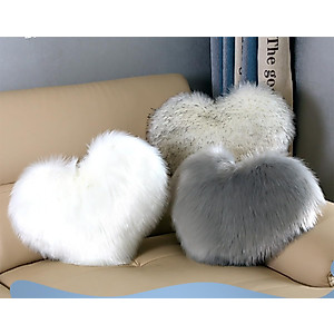 YUCHE Love Throw Pillow Heart Shaped Long Plush Pink Imitation Wool Living Room Sofa Girl Gift Cute Cushion Headrest (11.81 inch X 15.74 inch, Light Pink)