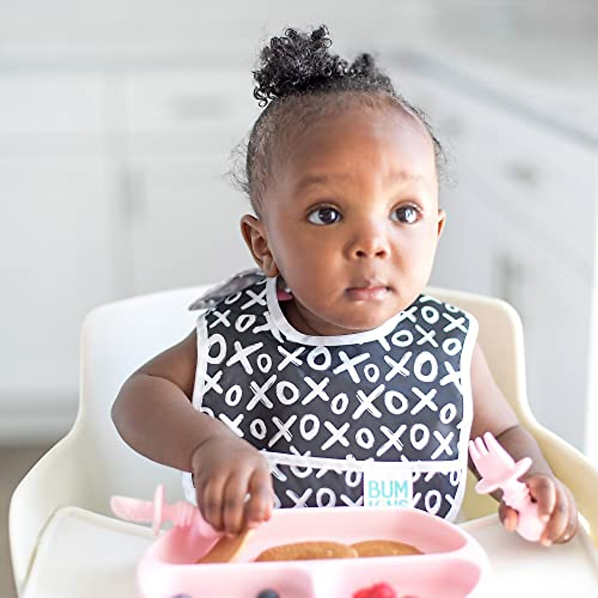 Bumkins Starter Bib, Baby Bib Infant, Waterproof Fabric, Fits Infants and Babies 3-9 Months â€“ Hearts & XOXO (2-Pack)