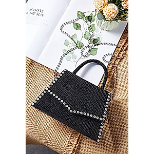Glitter Rhinestone Crossbody Evening Bag - Fashion Crystal Top Handle Bags Cocktail Party Club Bling Clutch Purse for Women