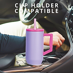 Best Mom Ever Valentine Tumbler for Her - Insulated Travel Tumbler with Handle, Lid and Straw - Gift for Mom & Mother In Law on Valentine's Day, Birthday & Mother’s Day - 40oz Commuter - Lilac Tie Dye