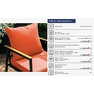 All Smiles Outdoor Seat Cushions for Patio Furniture Set of 24x24 Inch for Waterproof Replacement Cushions with Removable Cover for Chair Yard Garden Deck，Orange