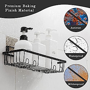 WWW Adhesive Corner Shower Caddy, 4-Pack Adhesive Shower Organizer Shower Shelves No Drilling with 2 Soap Holders for Washroom Bathroom Kitchen