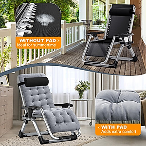 LILYPELLE Comfy Folding Chair, Folding Lounge Chair for Bedroom and Living Room, Folding Reclining Patio Chairs with Removable Cushion for Indoor Outdoor