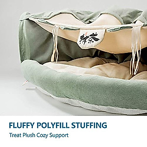 HIPIPET Cat Tunnel for Indoor Cats, Cat Tube with Collapsible Washable Cat Bed,Premium Cat Toy for Small Medium Large Cat.(Matcha)