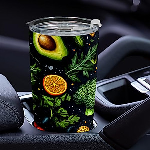 QWEUIOP 20oz Insulated Travel Coffee Mug Vegetable Eggplant Carrots Stainless Steel Tumbler with Lid Double Wall Vacuum Coffee Cup For Hot and Cold Drinks14283