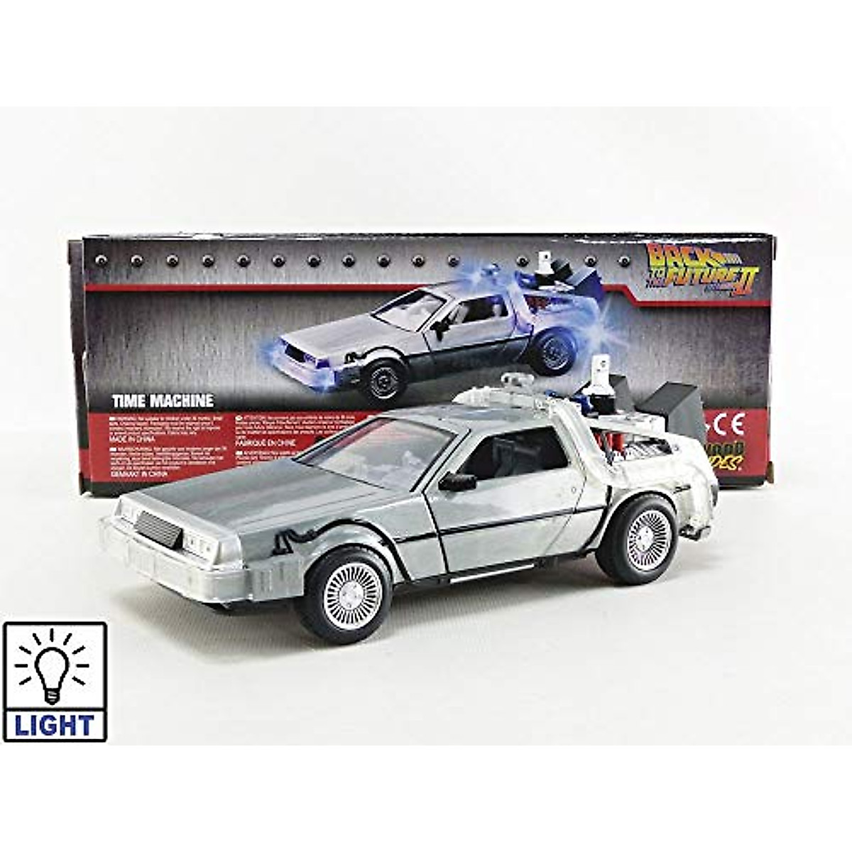 Jada 1:24 Diecast Back to The Future 2 Time Machine with Lights,Silver