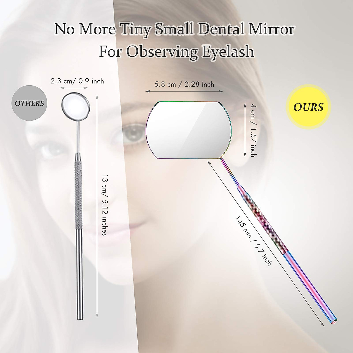 4 Pieces Mirror for Eyelash Lash Mirror for Eyelash Extensions Square Mirror Stainless Steel Eyelash Mirror Dental Mirror Lash Tools Beautiful Mirror