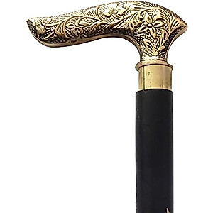 Halloween Walking Cane (37 Inch) Unique Gentleman Decorative Wooden Folding Walking Sticks with Brass Inlay Design Handle for Senior CitizenWalking Sticks and Canes for Men/Women/Seniors