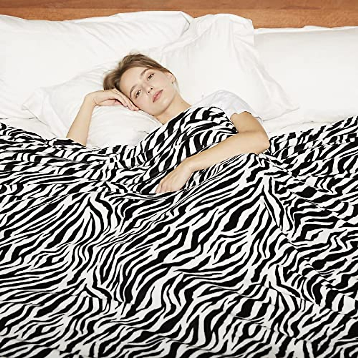 MERRYLIFE Zebra Print Throw Blanket Lightweight Soft Plush Couch Bed Sofa Blanket 60" 90"