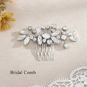 JAKAWIN Bride Wedding Hair Comb Crystal Hair Piece Rhinestone Bridal Hair Accessories for Women HC042 (Silver)