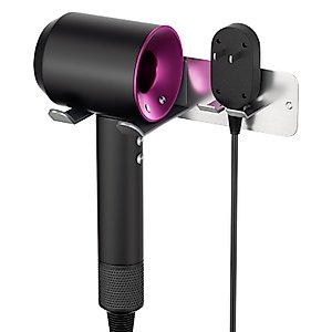 JNIHEEP Hair Dryer Holder Wall Mounted, New Upgrade Stainless Steel Self Adhesive Blow Dryer Holder Rack for Dyson Supersonic Hair Dryer,Silver