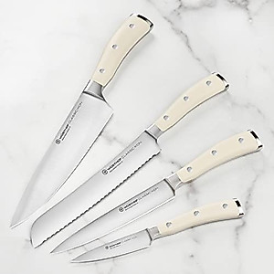 Wusthof Classic Ikon Creme 7 Piece Knife Set with Acacia Wood Block