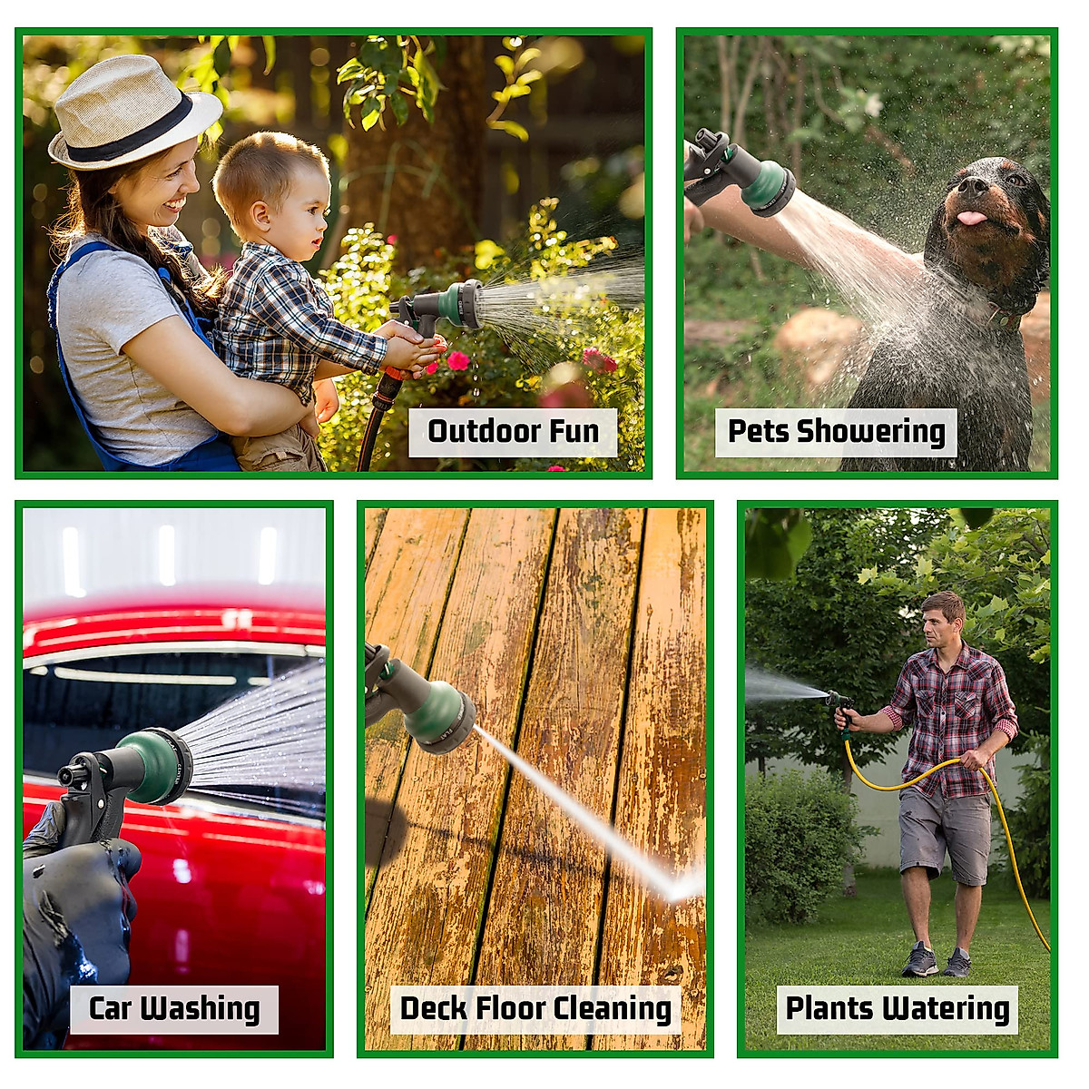 NEXCOVER Garden Hose Nozzle Sprayer - 7 Adjustable Watering Patterns Nozzle for Water Hose, Non-Slip Garden Spray Nozzle Hose Attachment for Car Washing, Watering Plants, Pets Showering,Lawns Cleaning