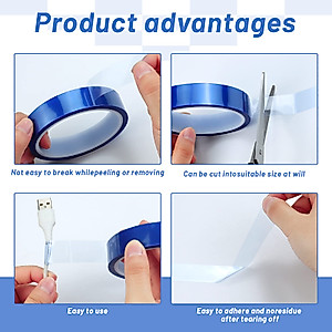 Fansunta 6 Rolls 20mm x 27m(90ft) Blue Heat Tapes, High Temperature Heat Resistant Tapes, Heat Transfer Tapes for Tumbler Sublimation Print Heat Sublimation Press No Residue and Heat Transfer Vinyl