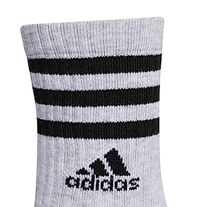 adidas Athletic Cushioned Crew Socks (6 Pairs) Kids Discontinued, Better Scarlet/Cool Light Heather/Black, Medium