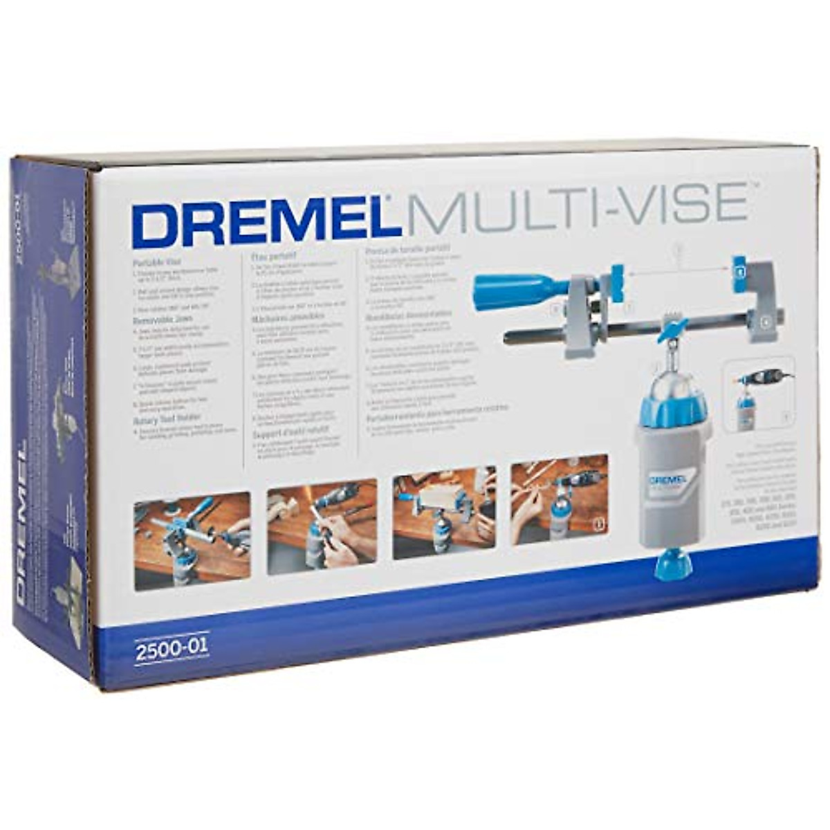 Dremel 2500-01 Rotary Tool Multi-Vise, 3-in-1 Attachment with 360 Degree Stationary Vise, Stand-Alone Clamp, and Tool Holder , Grey