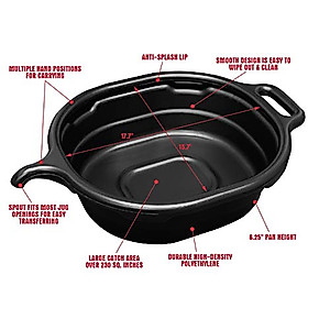 Lisle 17972 4.5 Gallon Oval Drain Pan, Black