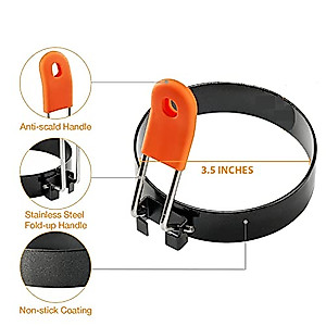 Highly Rated Egg Rings 3.5 Inches 4 PCS Frying Egg Molds Round Egg Circles, Anti-scald Nonstick Leakproof Egg Mould with Oil Brush Circular Egg Shaper