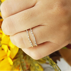 Dazzlingrock Collection Round Alternate Pink Sapphire & White Diamond Wedding Enhancer Guard Ring for Her in 14K Yellow Gold Size 10