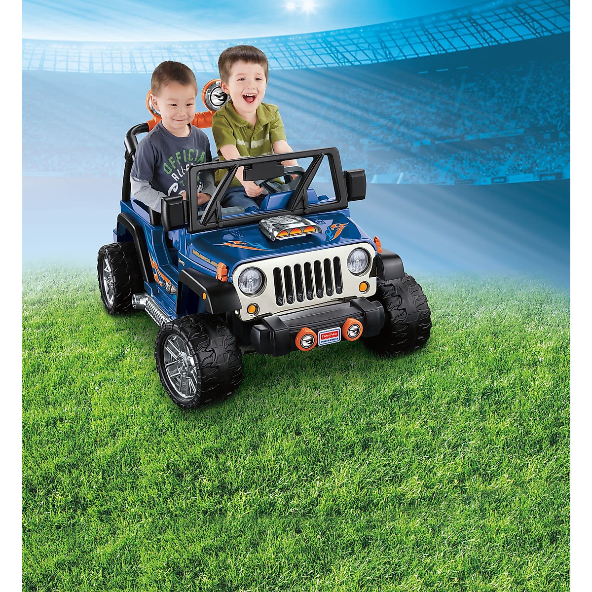 Power Wheels Hot Wheels Jeep Wrangler Ride-On Battery Powered Vehicle with Music Sounds & Storage for Preschool Kids Ages 3+ Years