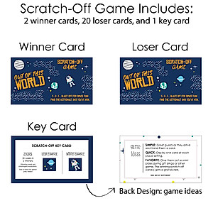 Blast Off to Outer Space - Rocket Ship Baby Shower or Birthday Party Game Scratch Off Cards - 22 Count