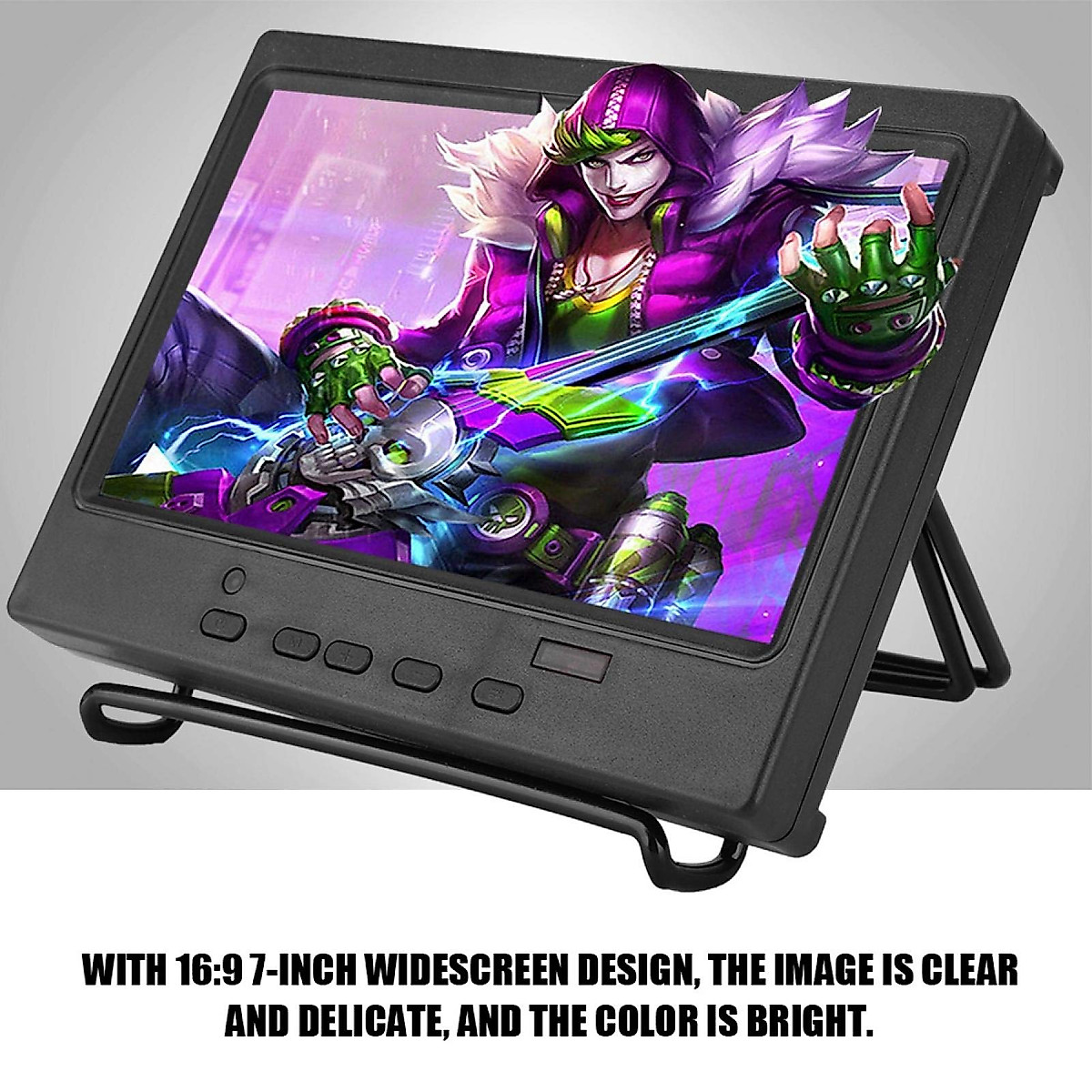 Archuu 7 Inch Portable Monitor Ultra Slim 1024x600 LCD Display with Foldable Bracket Multi-Function Display Support HDMIVGAAV Input PC Monitor(US Plug)