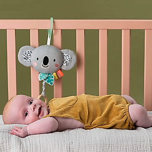 Taf Toys Soothing Musical Pulldown Toy with Multi-Textures & Wooden Teether, Attaches to Crib, Stroller and Car Seat, Develop Baby’s Senses and Cognitive Skills (Kimmy Musical Koala)