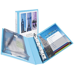 Avery Mini Protect and Store View 3 Ring Binder, 1 Inch Round Rings, 1 Light Blue Binder (23014)