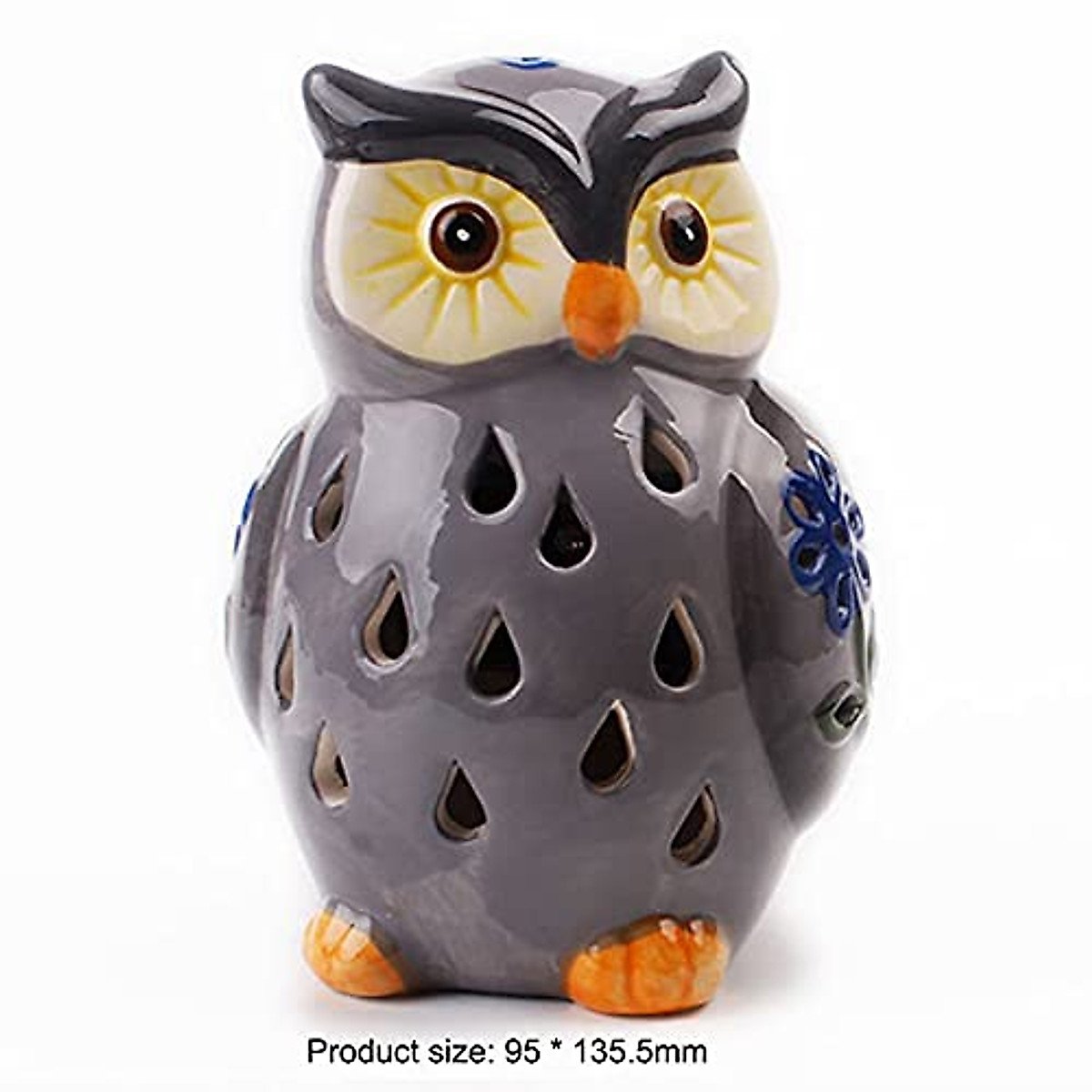 5.31in Ceramic Owl Garden Statue Figurines, LED Solar Light Lawn Lamp Yard Art Home Garden Decor