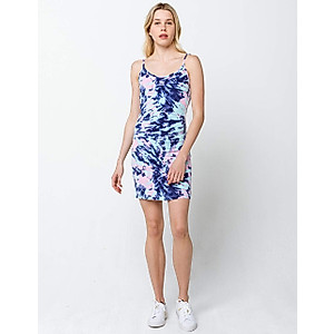 adidas Originals Women's Tank Dress, Top: Multi/White/Vapour Blue/True Pink Bottom: Midnight Indigo, 2XS