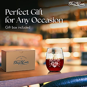 shop4ever I Just Want To And Pet My Dog Laser Engraved Stemless Wine Glass Dog Mom Wine Glass