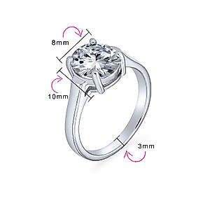 Personalize Simple 3CT Classic AAA CZ Brilliant Cut Cubic Zirconia Oval Solitaire Engagement Ring .925 Sterling Silver For Women Promise Ring Customizable