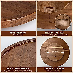 ANBOXIT Lazy Susan Organizer for Table, 12 Inch Wooden Lazy Susan Turntable for Cabinet, Acacia Wood Turntable Kitchen Spice Rack (1 Pack)