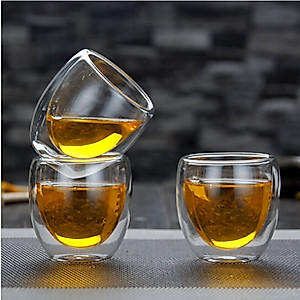 Espresso Cups, Glass Cups Shot Glass Coffee Espresso Cups Cafecito Cups Double Wall Thermo Insulated Glass ,80 ML/2. 7 Ounce,Set of 4
