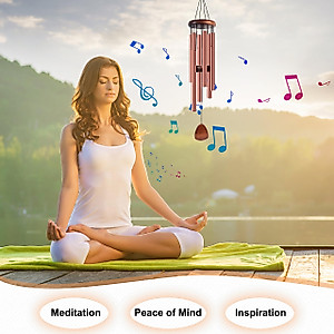 Bursvik Large Aluminium Wind Chimes Outdoor, 37'' Inches Deep Tone Wind Chimes for Outside, Windchimes Housewarming Retirement Gifts for Mom Grandma Women, Garden Patio Decoration for Zen Yoga, Red