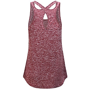 MOQIVGI Activewear for Women,Sleeveless Yoga Tops Ladies Energetic Pilate Gym Clothes Breathable Cool Athletic Workout Outfits Round Neck Form Fitting Summer Tanks Red X-Large