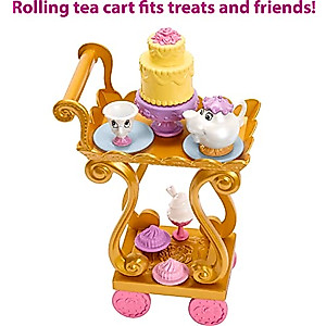 Mattel Disney Princess Belle Tea Time Fashion Doll & Playset with Tea Cart, 3 Character Friends and Food Accessories