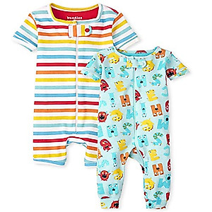The Children's Place,Unisex Baby and Toddler ABC Striped Snug Fit Cotton One Piece Pajamas 2-Pack,SkyDrift,12-18MOS