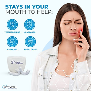 Restwell Dental Nightguard for Teeth Grinding, Bruxing & TMJ Relief, Anti Protector, Clear, 3 Piece Set, 2 Count