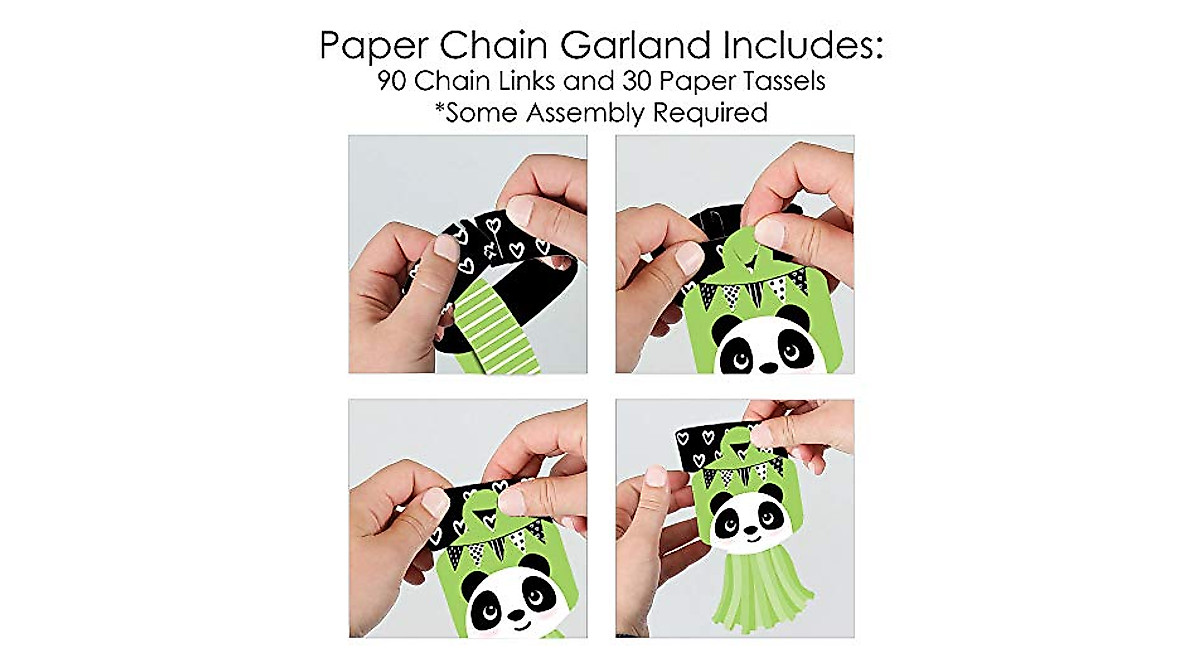 Panda Party Paper Chains Garland Kit - Baby Shower & Birthday