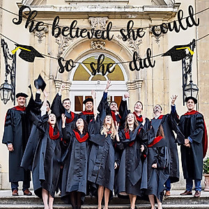 2023 Graduation Party Decorations Glitter Graduation Banners She Believed She Could So She Did Banner Graduation Party Supplies 2023 Grad Party Banner Decor for Girls Congrats Grad Banners 10Ft