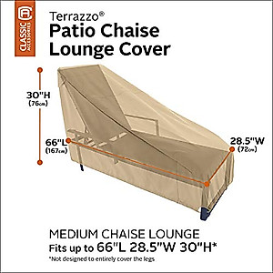 Classic Accessories Terrazzo Water-Resistant 66 Inch Patio Chaise Lounge Chair Cover, Patio Furniture Covers,Sand