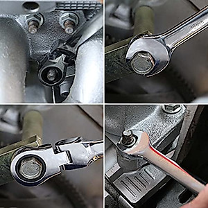 TR TOOLROCK 12pcs Flex Head Ratcheting Wrench Set- 8-19mm Metric Ratchet Combination Wrenches CrV Gear Spanner Set