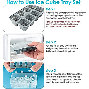 3Pack Mini Ice Cube Tray, Ice Cube Trays for Freezer, Silicone Ice Cube Tray, Ice Cube Mold Ice Molds, Ice Trays for Freezer with Lid, Ice Ball Maker Mold, Small Ice Cube Trays (3xMini)