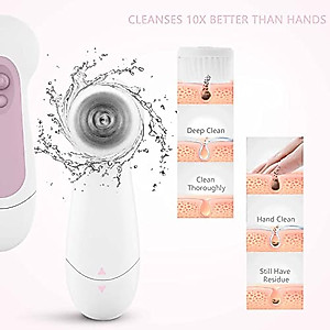 Waterproof Facial Cleansing Spin Brush Set with 3 Exfoliating Brush Heads - Electric Face Scrubber Cleanser Brush by CLSEVXY - Face Brush for Gentle Exfoliation and Deep Scrubbing