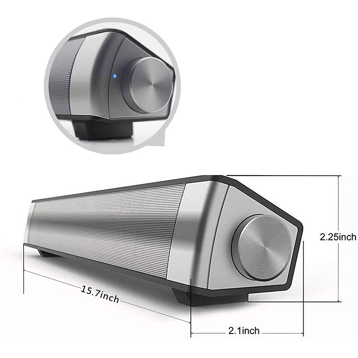 ASIYUN Soundbar 10W Wired and Wireless Speaker Audio Stereo Long-Standby for Smartphones Tablets Projector and Wireless Devices