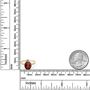 Gem Stone King 10K Yellow Gold 10X8MM Oval Gemstone Birthstone & White Diamond Engagement Ring | Yellow Gold Ring For Women | Available in Size 5-9