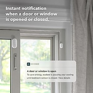ecobee Smart Sensor for Doors & Windows 2 Pack - Wifi Contact Sensor for Home Security, Energy Savings - Compatible with Smart Thermostats - Temperature sensor, white