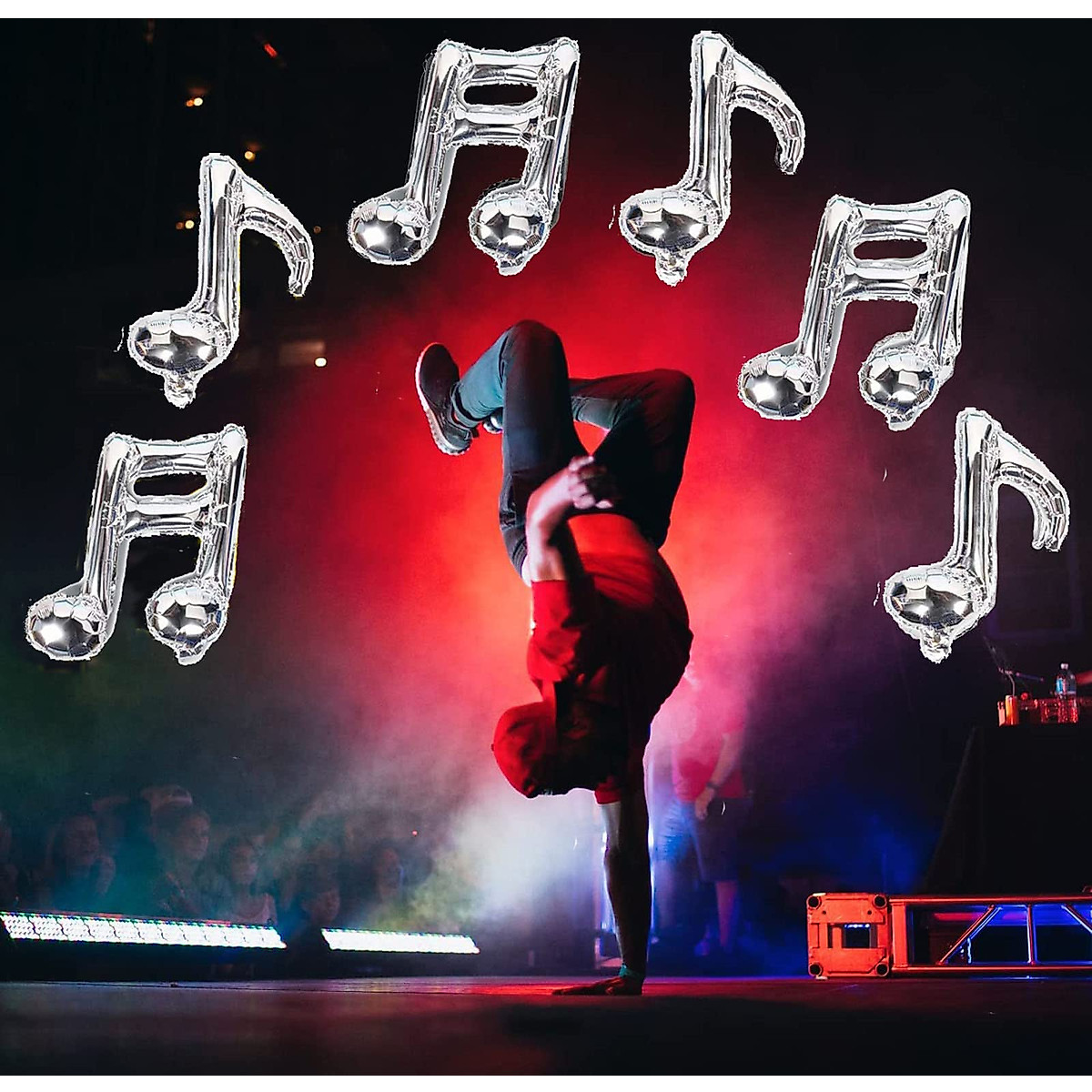 10 PCS Musical Note Aluminum Foil Balloons Guitar Silver Happy Birthday Music Balloons Banner Music Party Decorations for Music Themed Party, Birthday, Home Outdoor Party, Celebrations